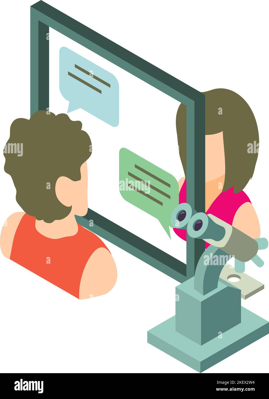 Online consultation icon isometric vector. Online communication of two ...