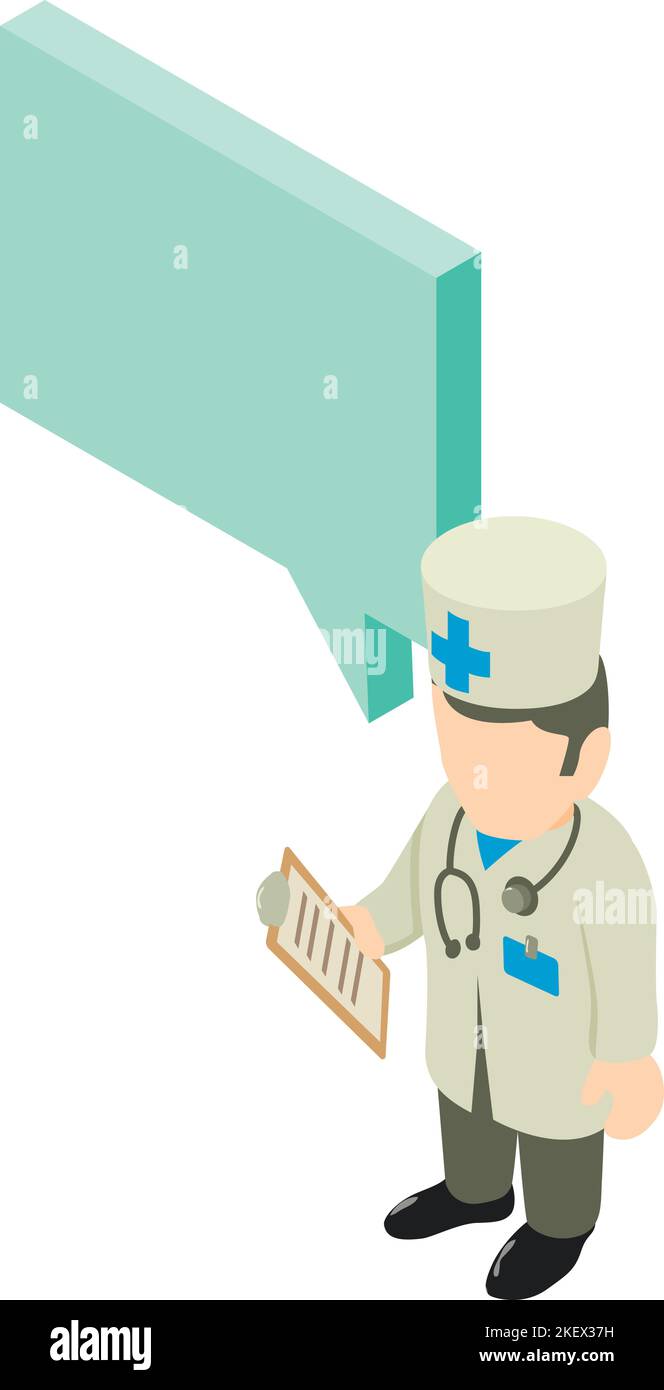 Medical conference icon isometric vector. Man doctor with clipboard ...