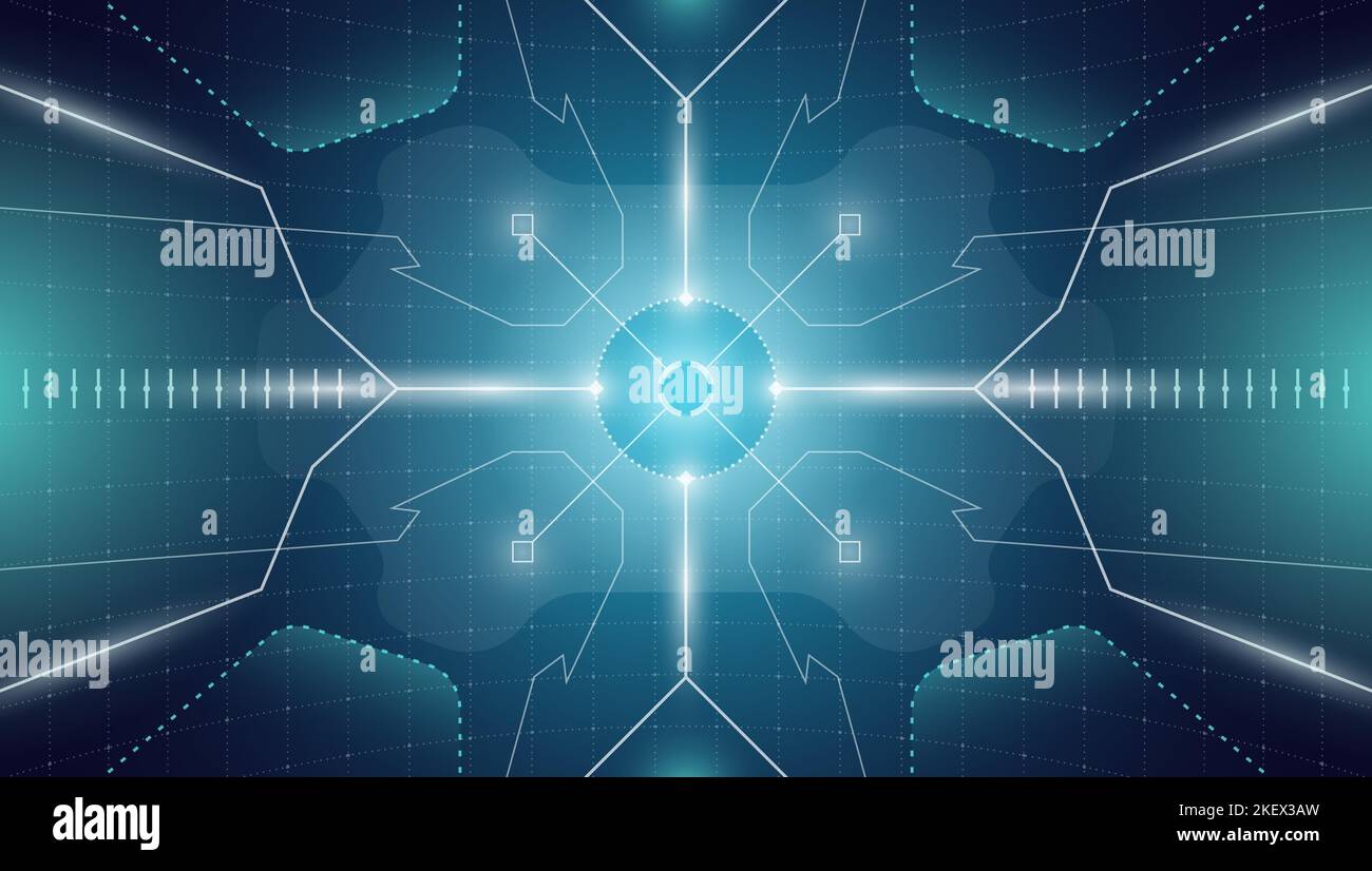 VR HUD technology head up display target. Digital futuristic virtual reality interface cyberpunk ...