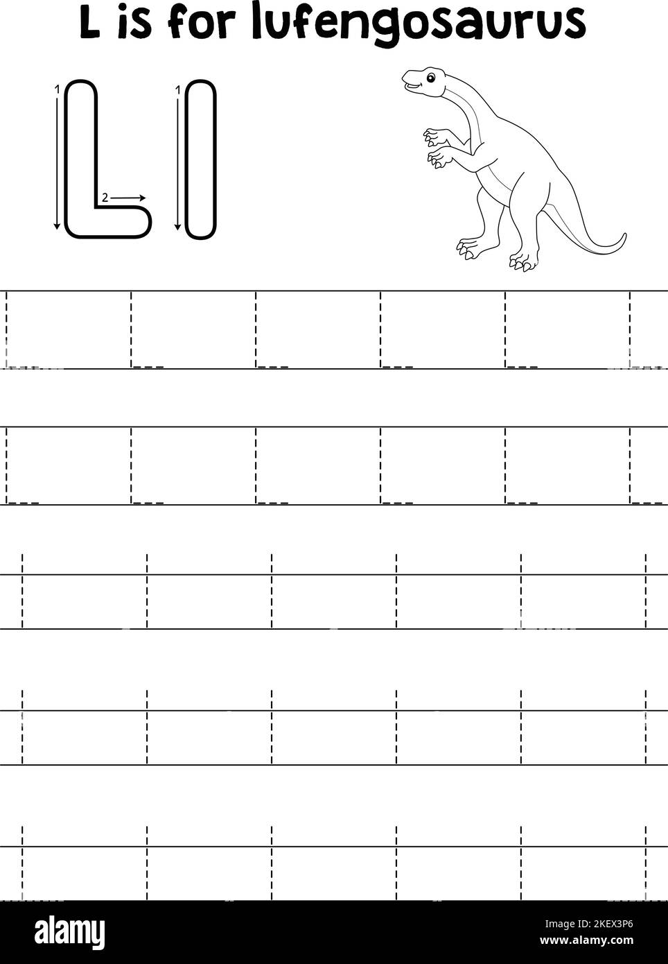 Lufengosaurus Dino Tracing Letter ABC Coloring L Stock Vector Image ...