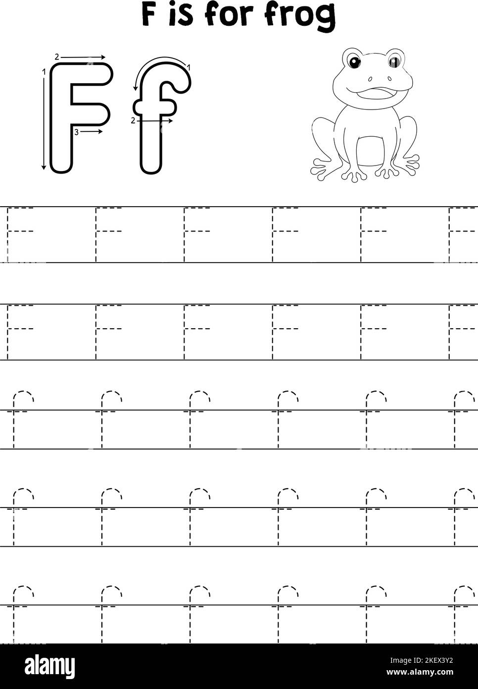Frog Animal Tracing Letter ABC Coloring Page F Stock Vector Image & Art ...