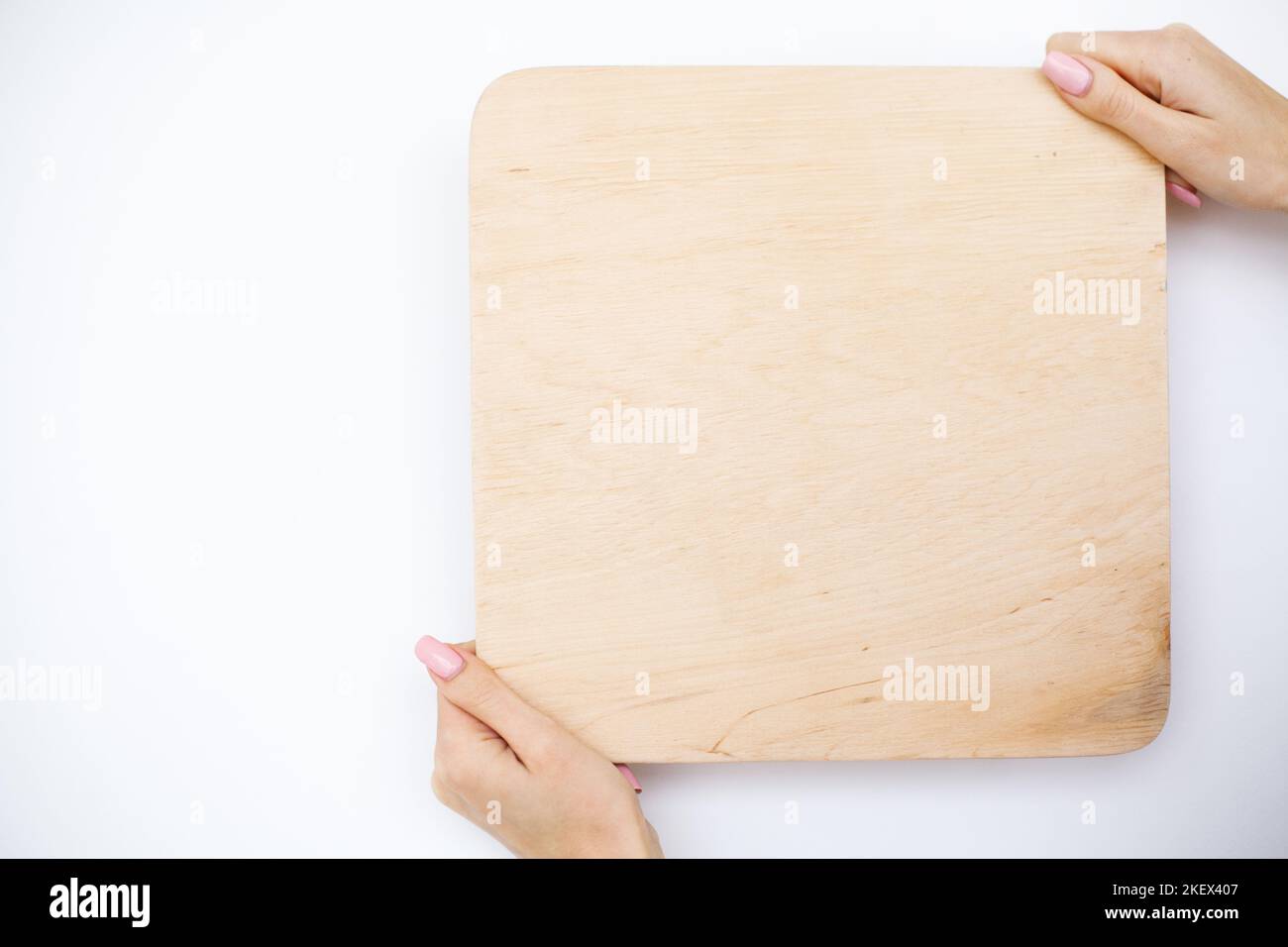Office Woman Hands Holding a A Tree Board on White Background ...