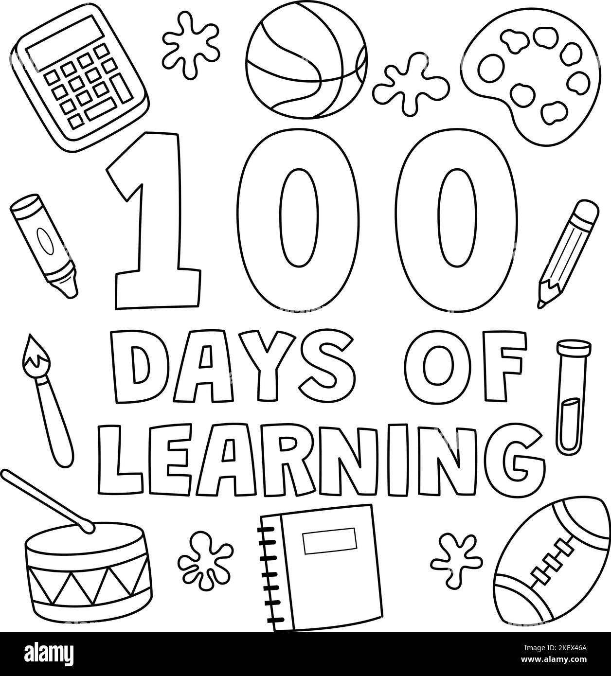 100th Day Of School Learning Coloring Page Stock Vector Image & Art - Alamy 100th Day Of School Learning Coloring Page Stock Vector Image & Art - Alamy