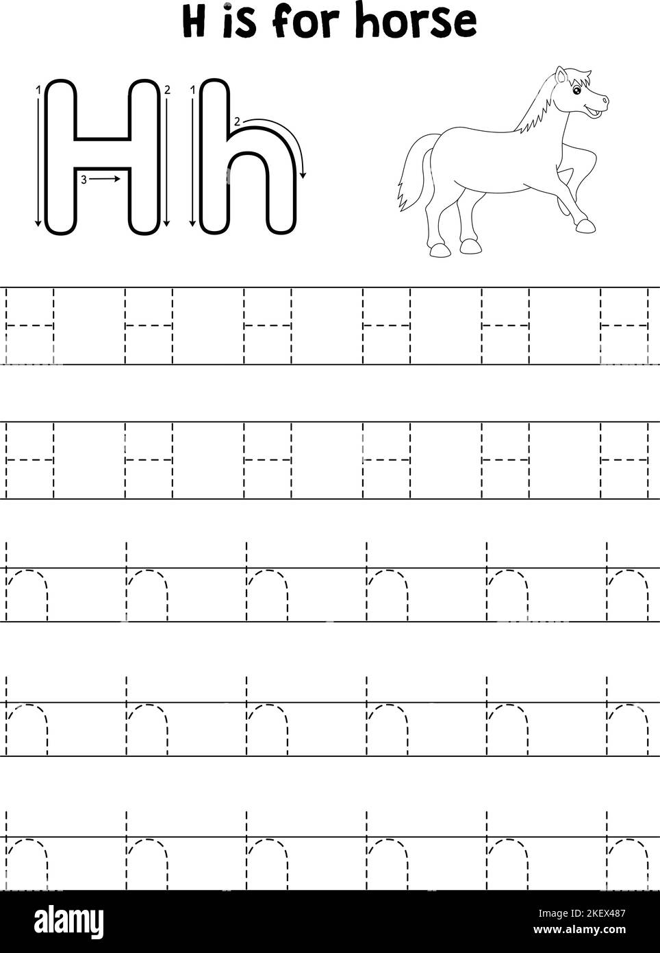 Jumping Horse Animal Tracing Letter ABC Coloring J Stock Vector Image ...