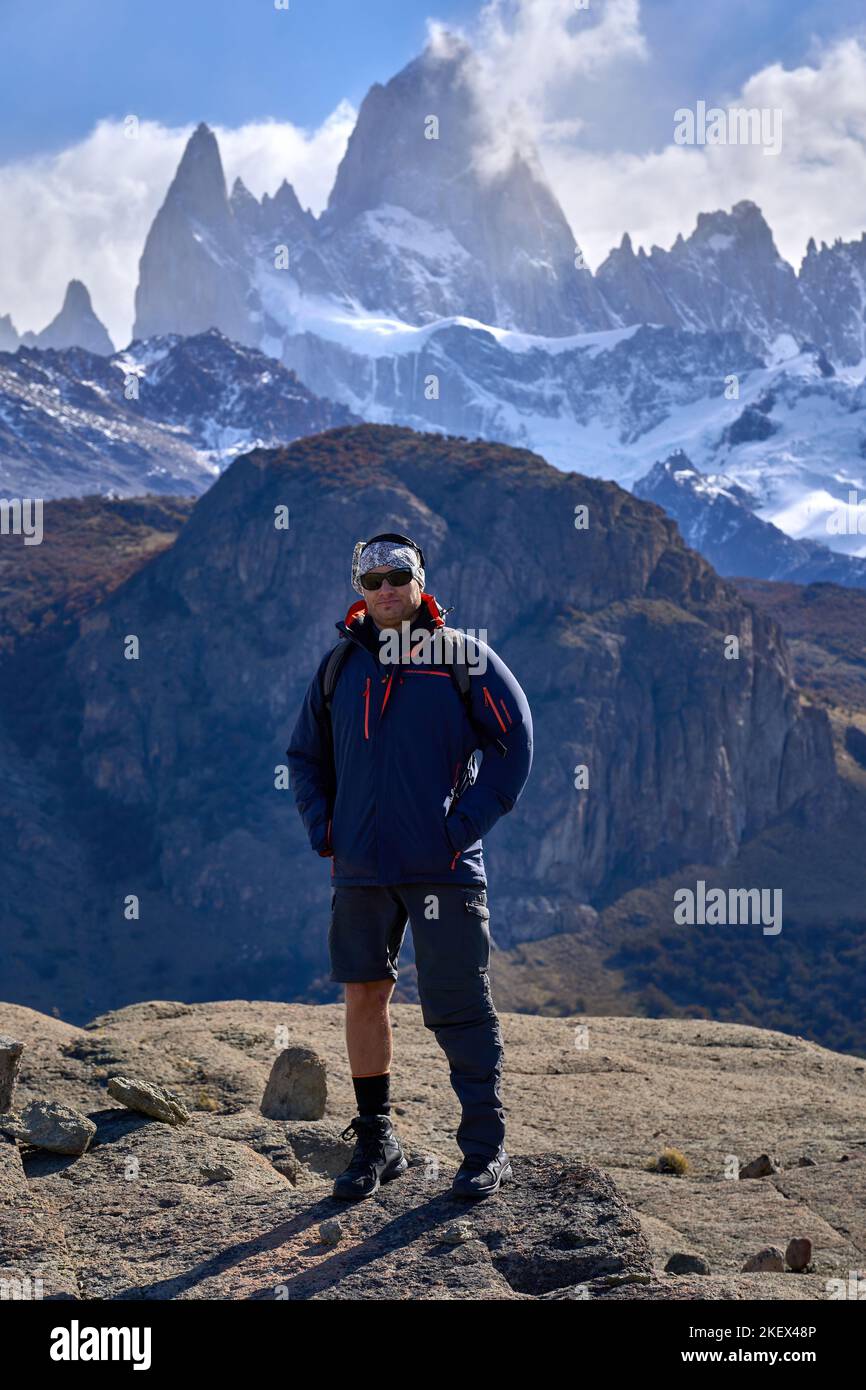 white man trekking in El Chalten, Patagonia Argentina Stock Photo - Alamy