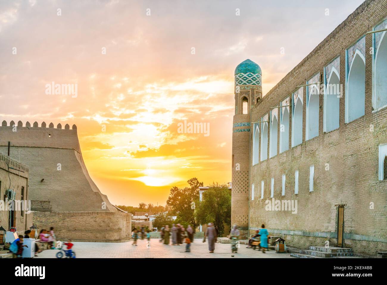 05-11-2022 Khiva , Uzbekistan. Sunset in Old City ( medina) of Khiva ...