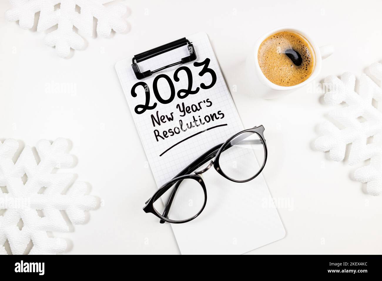 New year resolutions 2023 on desk. 2023 resolutions list with notebook ...