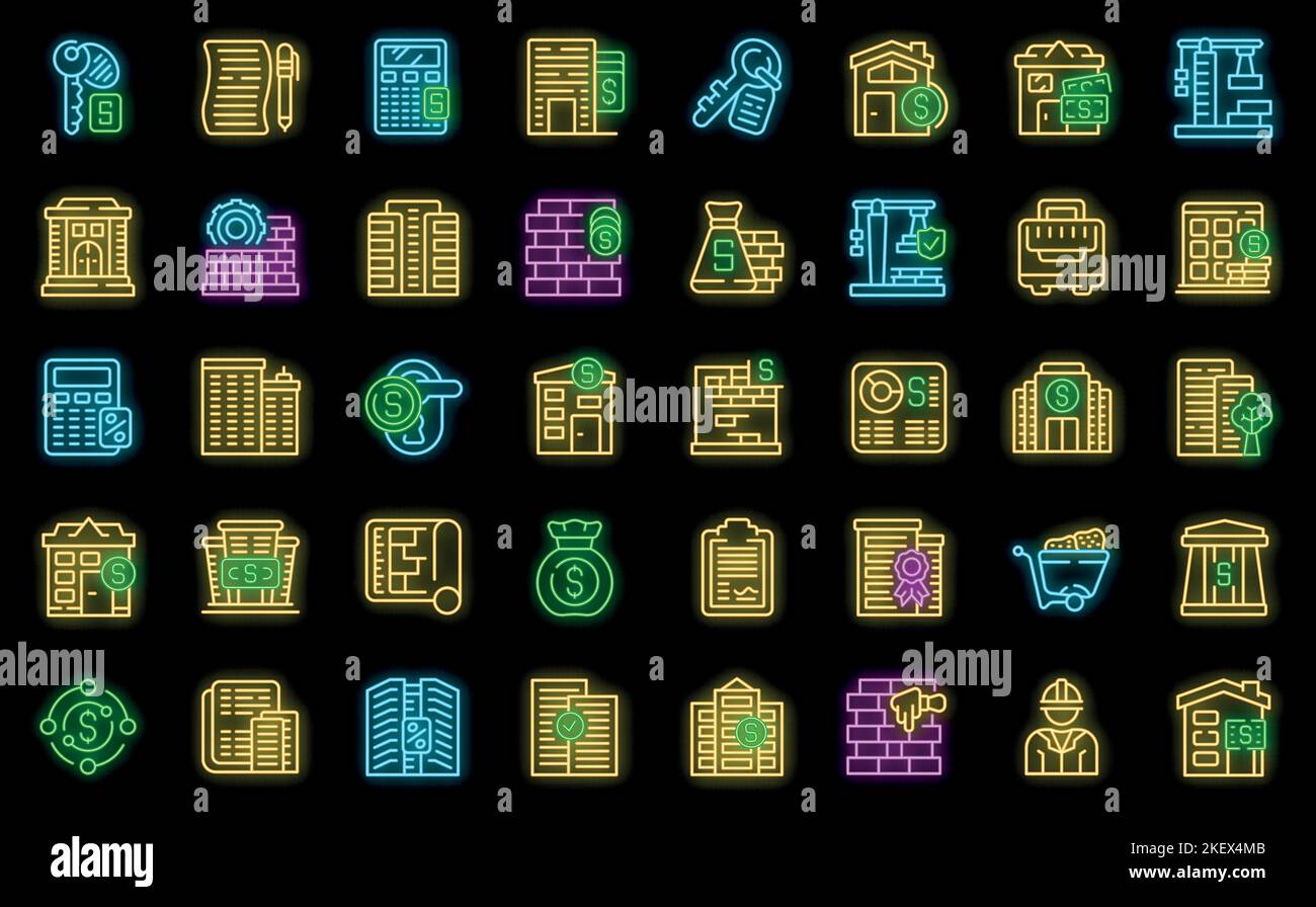 Building subsidy icons set outline vector. Finance public. Aid budget ...