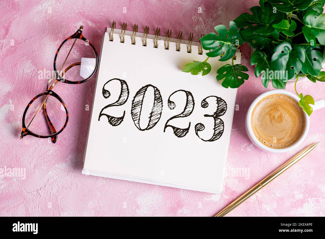 New year resolutions 2023 on desk. 2023 resolutions list with notebook ...
