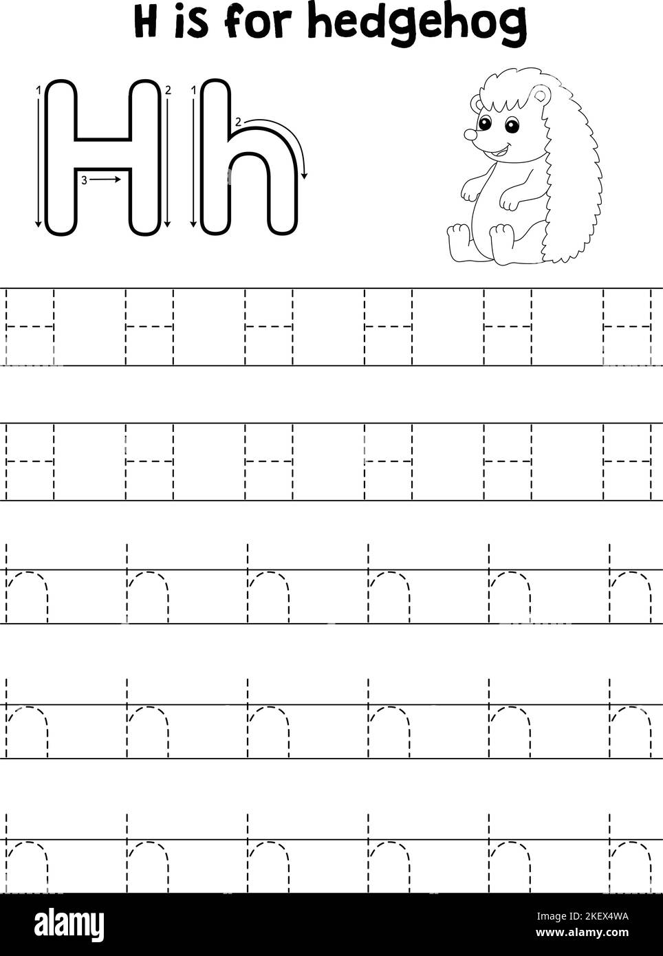 Sitting Hedgehog Tracing Letter ABC Coloring H Stock Vector Image & Art ...