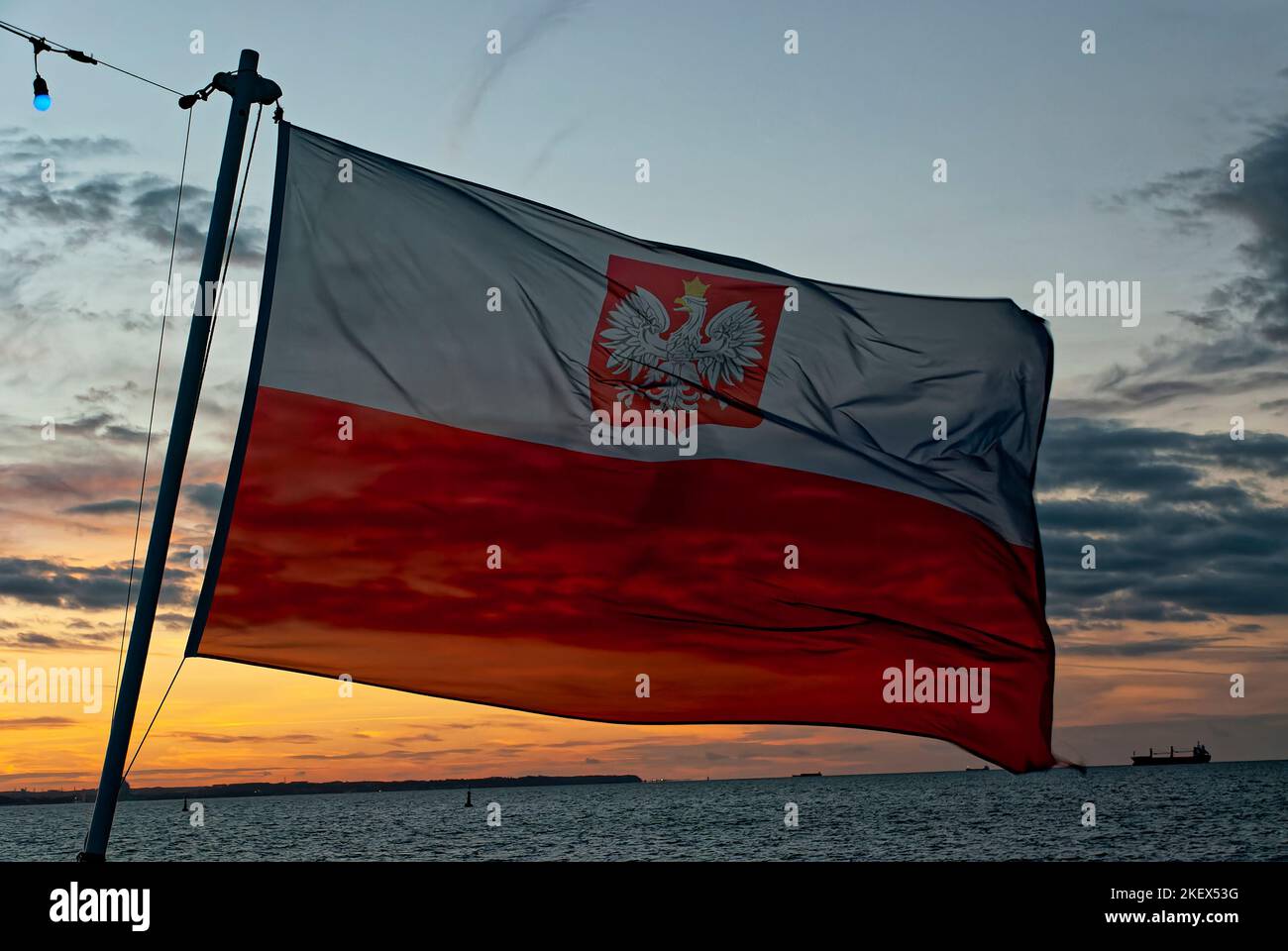 Polish maritime flag, Maritime Flag of Poland, Polish flag in the wind ...