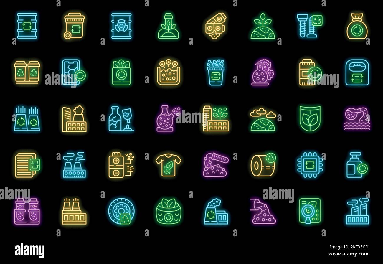 Chemical recycling icons set outline vector. Garbage bin. Waste ... Chemical recycling icons set outline vector. Garbage bin. Waste ...