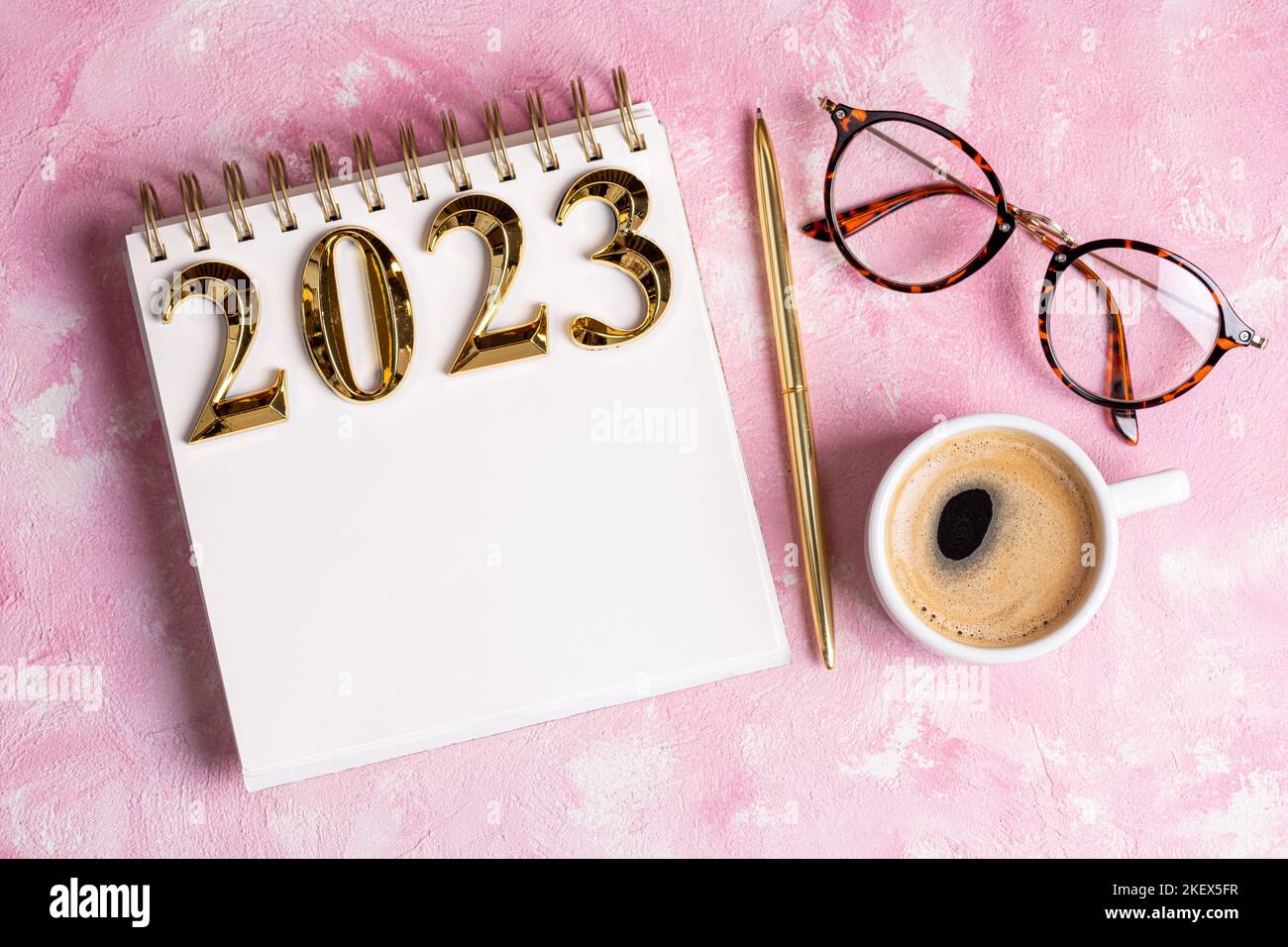 New year resolutions 2023 on desk. 2023 resolutions list with notebook ...