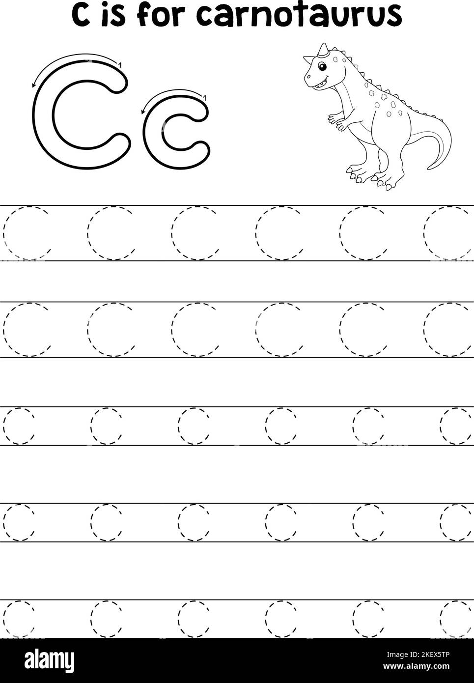 Carnotaurus Dinosaur Tracing Letter ABC Coloring C Stock Vector Image ...