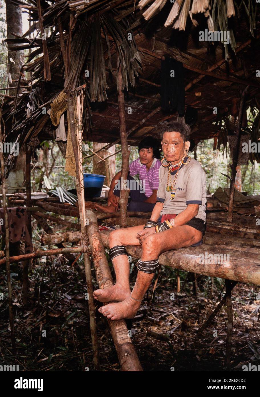 Penan indigenous native people of Sarawak, Borneo, family group, East ...