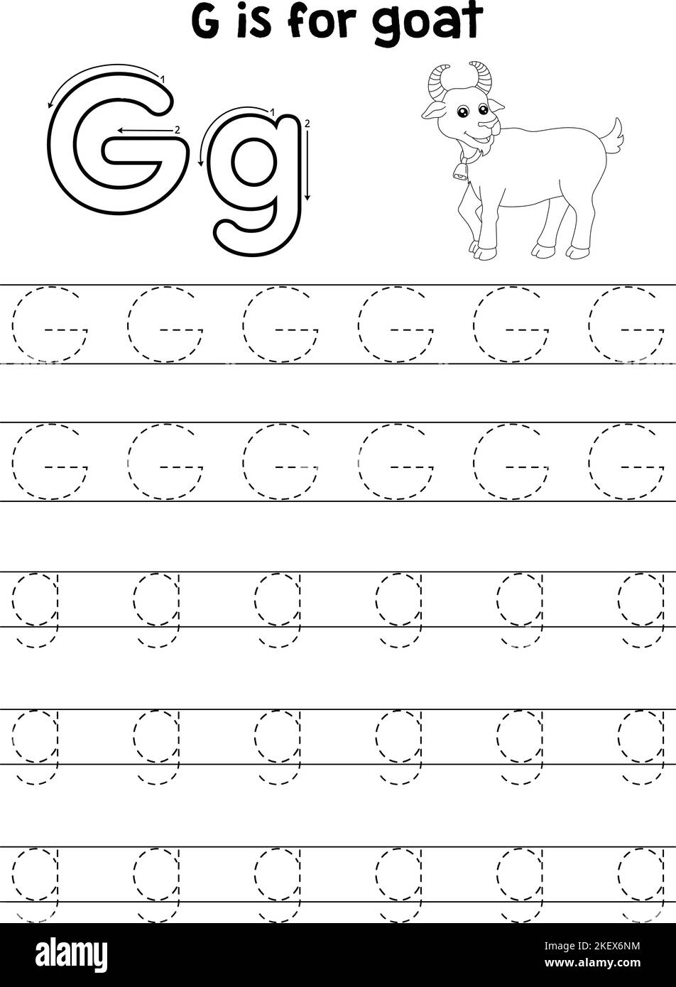 Goat Animal Tracing Letter ABC Coloring Page G Stock Vector Image & Art ...