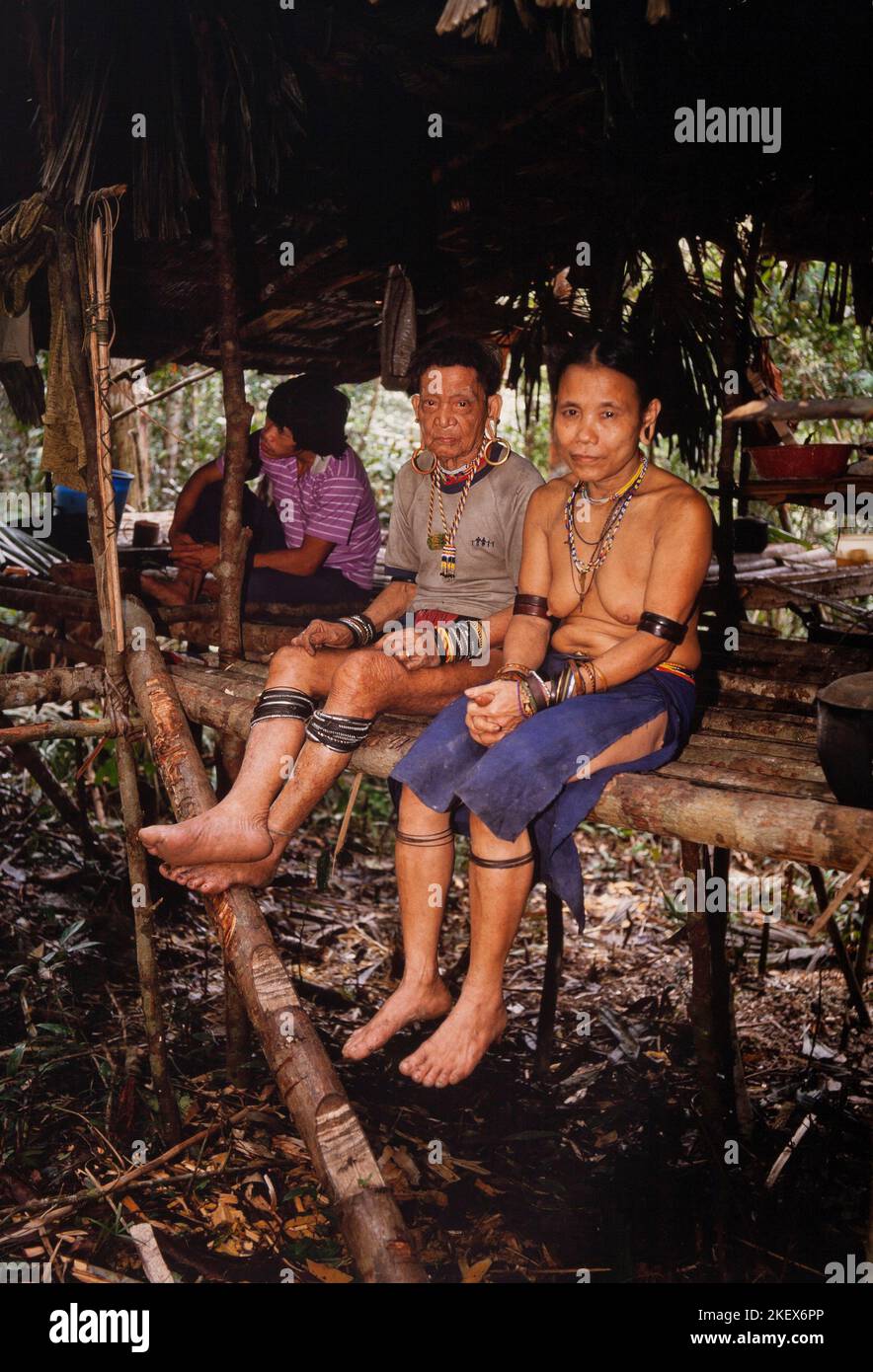 Penan indigenous native people of Sarawak, Borneo, family group, East ...