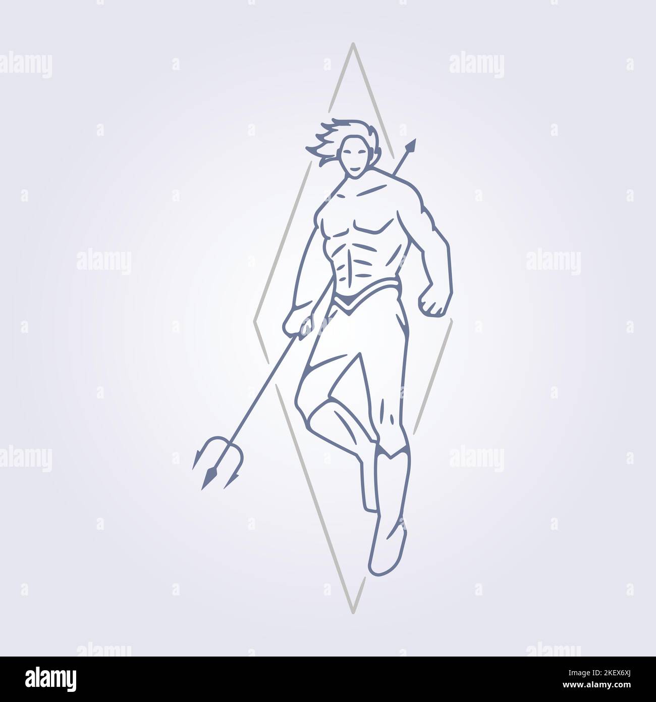 A vector design of Poseidon, God of war logo on white background Stock ...