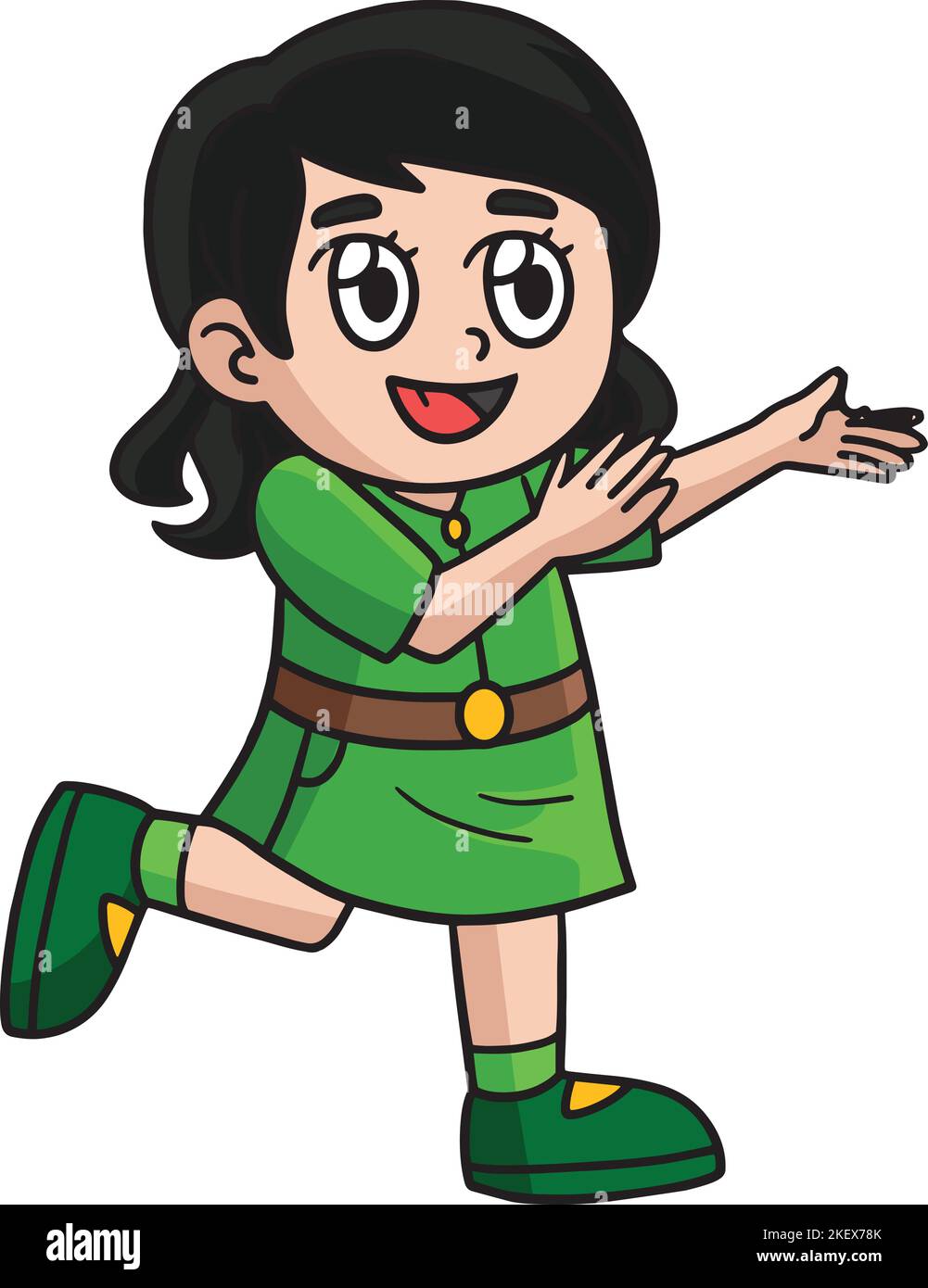 Happy Girl Cartoon Colored Clipart Stock Vector Image & Art - Alamy