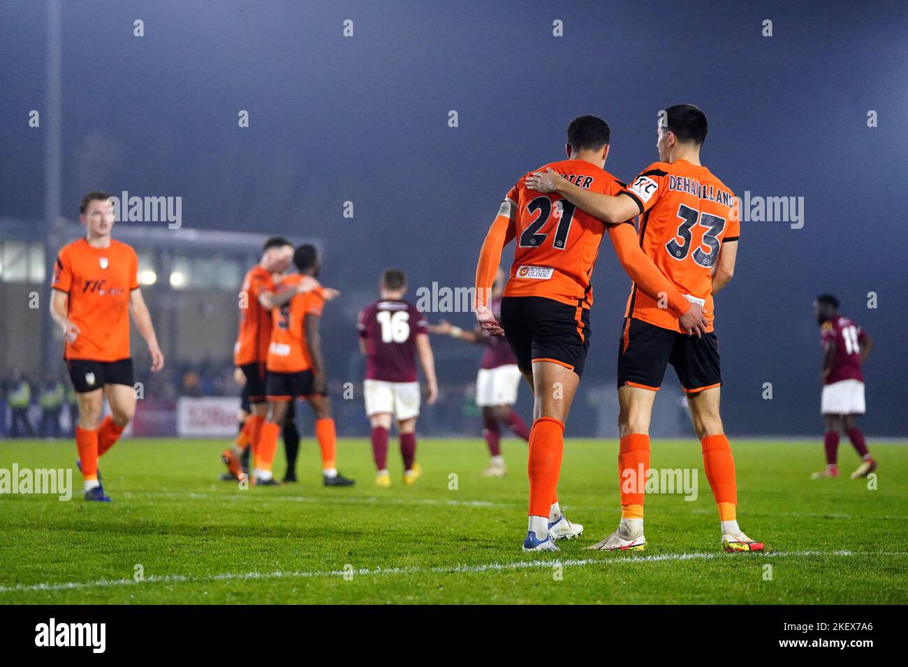 Barnet's Ben Wynter (left) and Ryan De Havilland celebrate after the ...