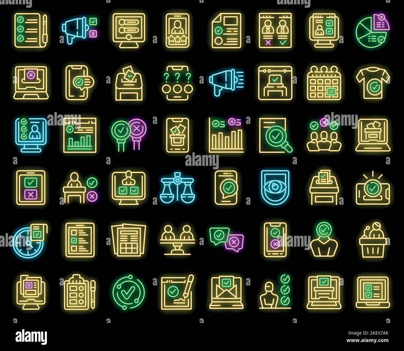 Electronic voiting icons set outline vector. Vote phone. Digital ...