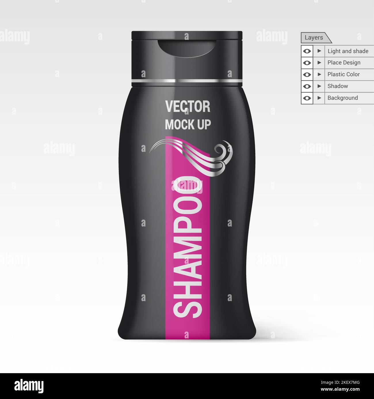 Black Plastic Bottle Shampoo Isolated on White Background Vector Layer ...
