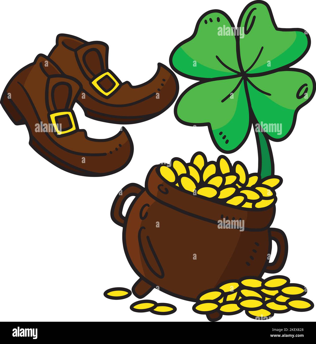 St. Patricks Leprechaun Shoes Pot Of Gold Clipart Stock Vector Image ...