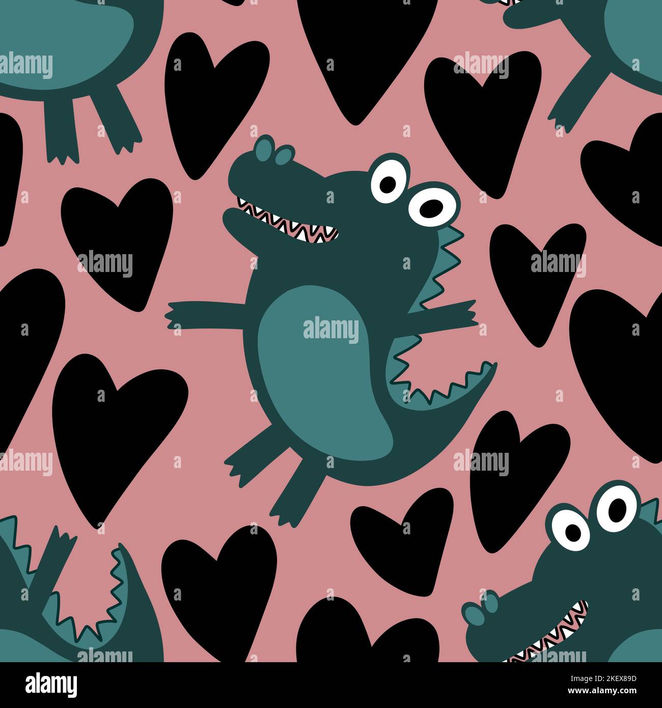 Animals cartoon seamless crocodile dinosaur dragon pattern for wrapping ...