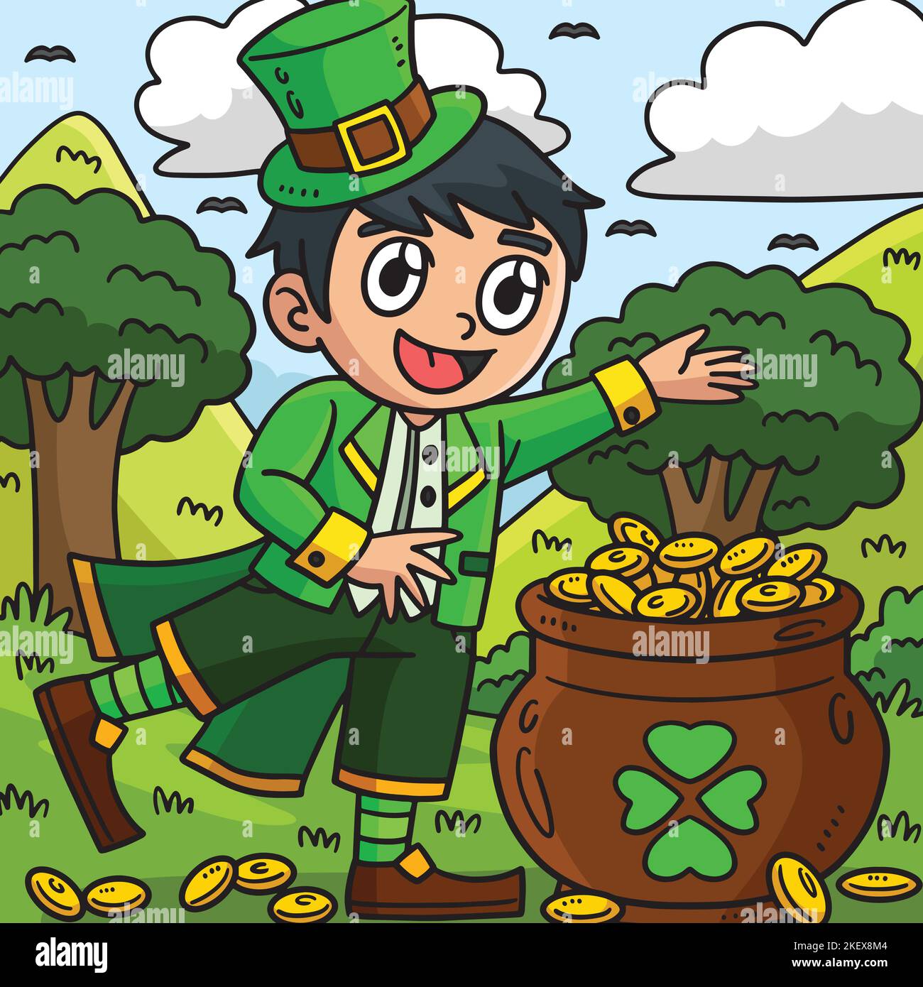 Saint Patricks Day Leprechaun Boy Colored Cartoon Stock Vector Image ...