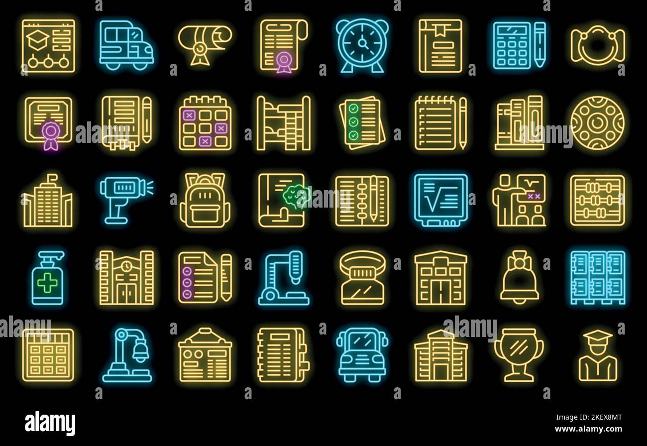 School reopening icons set outline vector. Study class. Family health ...