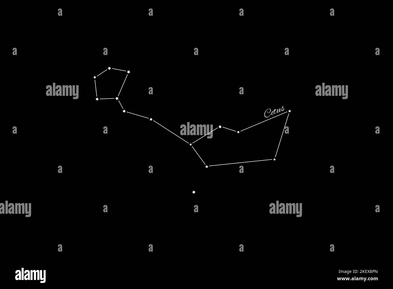 Cetus constellation, Cluster of stars, Whale constellation Stock Photo ...