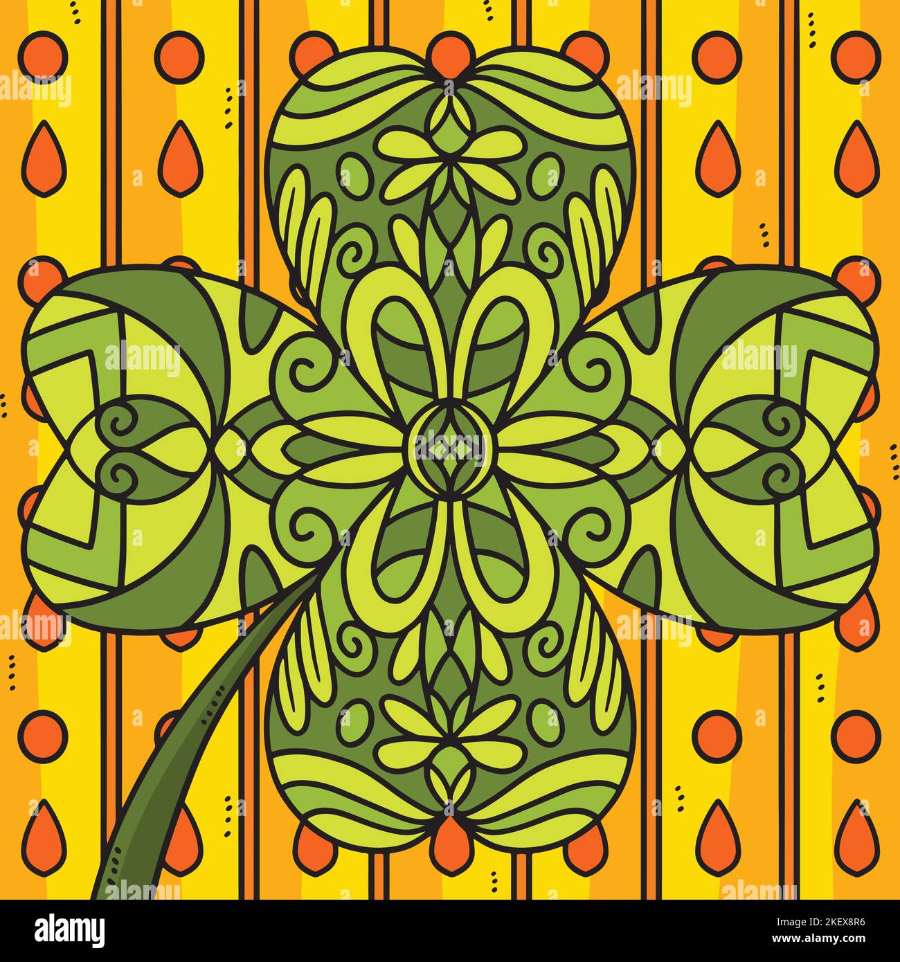 St. Patricks Day Shamrock Mandala Colored Cartoon Stock Vector Image ...