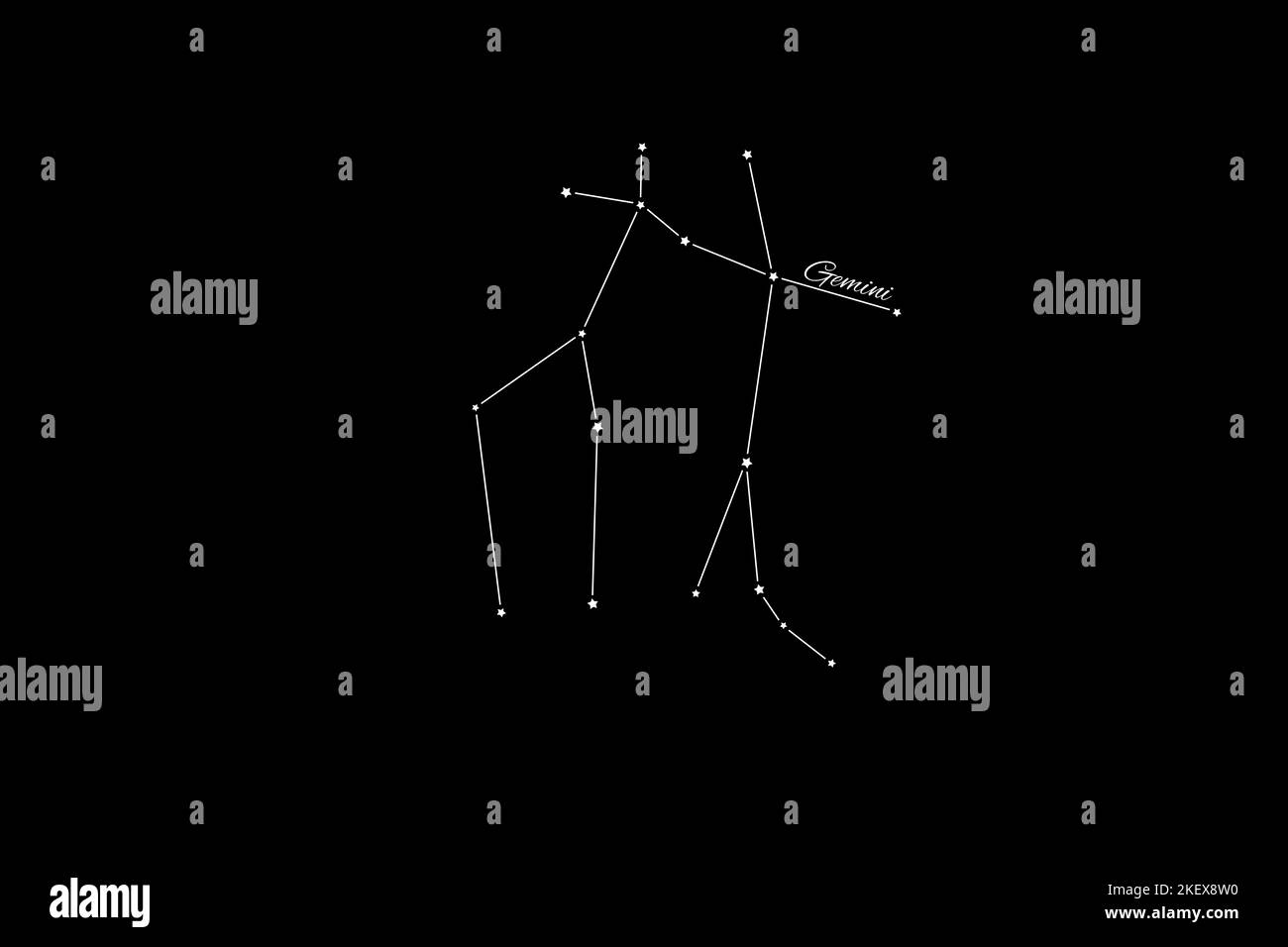 Gemini constellation, Cluster of stars, Castor & Pollux, Twins constellation Stock Photo - Alamy