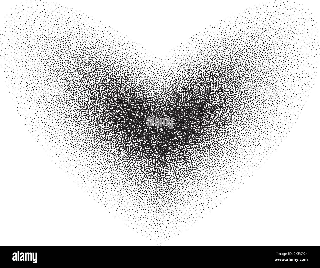 Dotted grain heart. Black stipple core shape. Noise sand texture heart ...