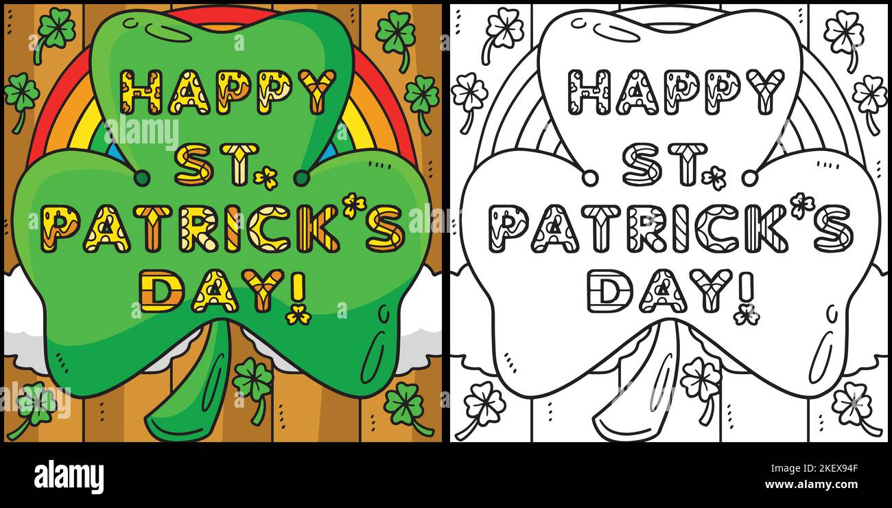Happy Saint Patricks Day Coloring Illustration Stock Vector Image & Art ...