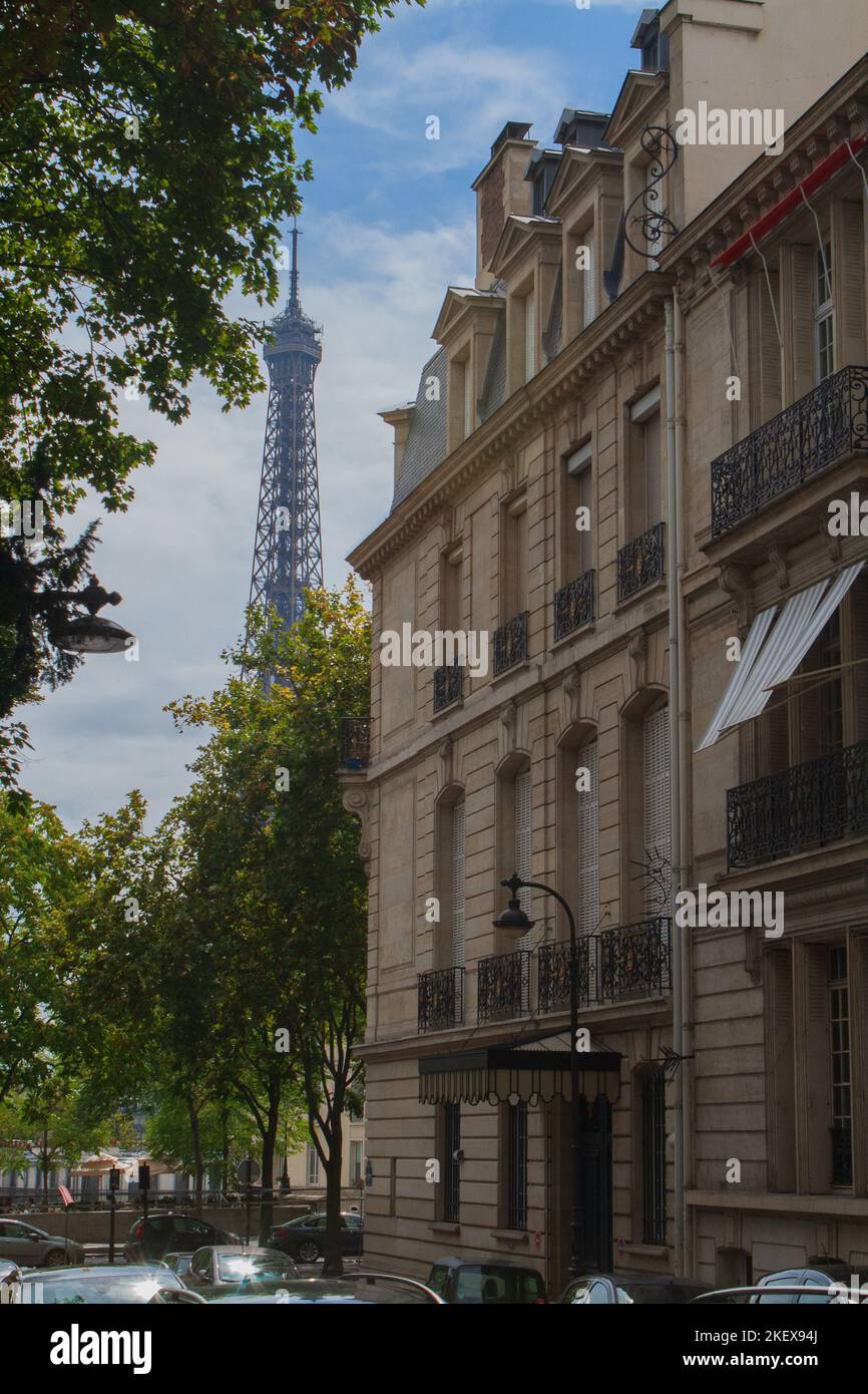 Paris (France) View of the effel tower between the buildings Stock ...