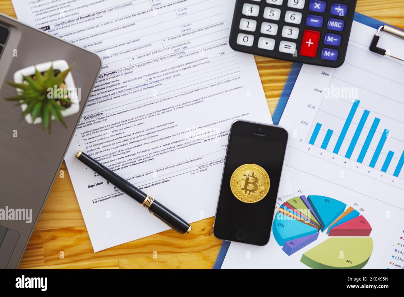 Business analysis - woman working with financial data charts at office ...