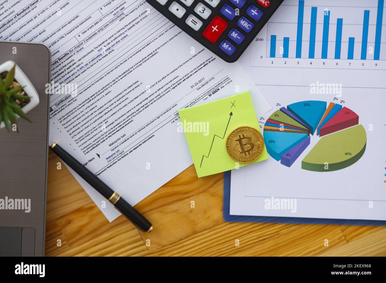 Business analysis - woman working with financial data charts at office ...