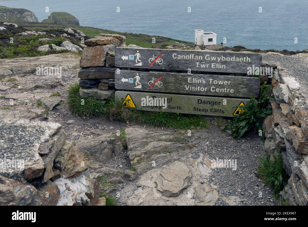 coastal path signs South Stack Anglesey Wales Stock Photo - Alamy