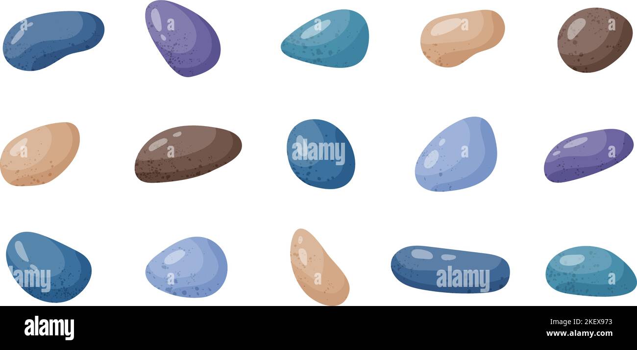 Pebble stones collection. Different beach pebbles shape set. Various ...