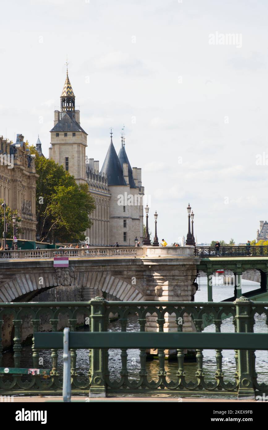 Chatelet Palace next to the Seine river in Paris. France Stock Photo ...