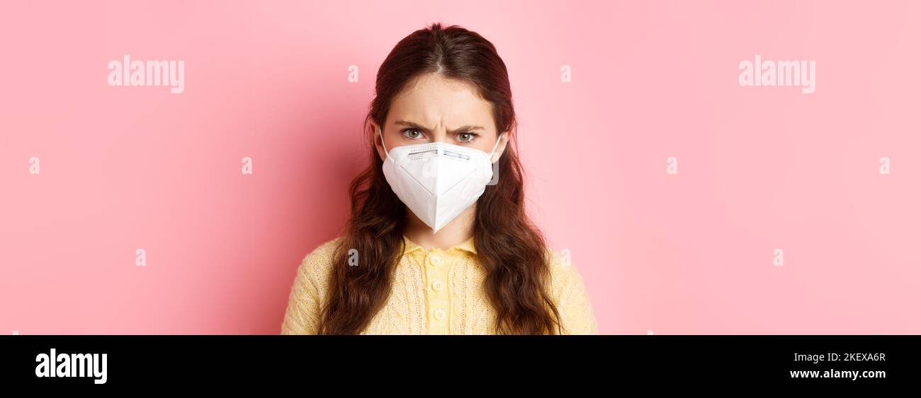 Preventive measures, health care concept. Close up of angry woman in ...