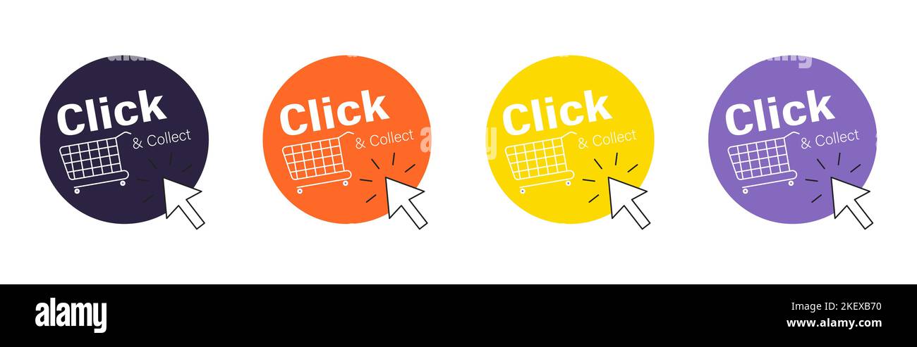 Click and collect on speech bubbles set Stock Vector Image & Art - Alamy