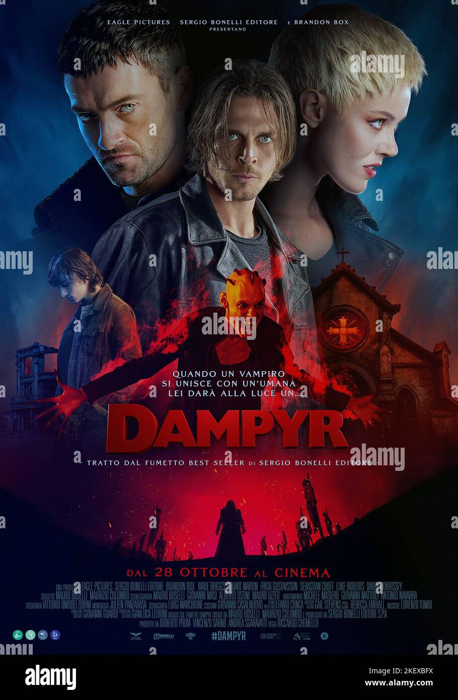 DAMPYR, Italian poster, top, from left: Stuart Martin, Wade Briggs, Frida Gustavsson, bottom ...