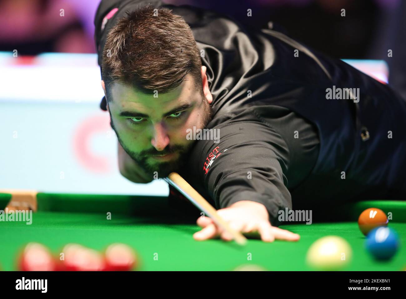 Wales’ Jamie Clarke during day three of the Cazoo UK Snooker ...