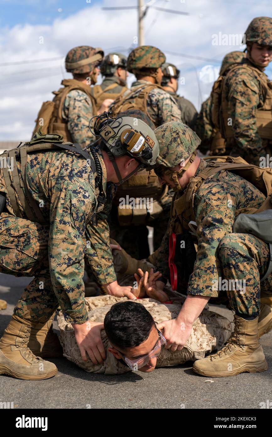 U.S. Marines assigned to the Marine Corps Air Station Iwakuni Provost ...