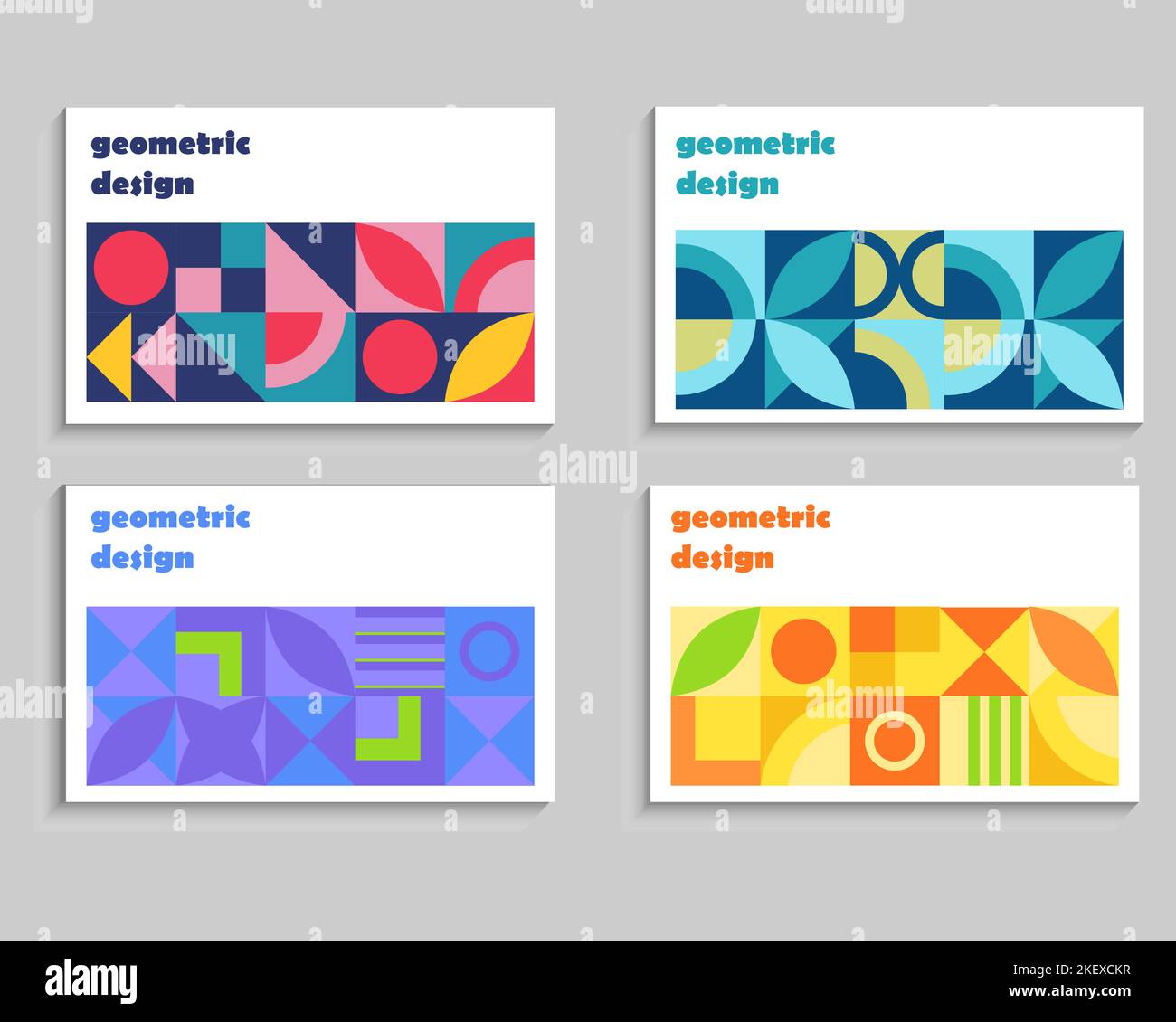Set of horizontal backgrounds with geometric shapes in Bauhaus style ...