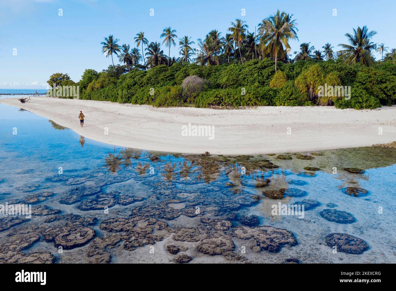 Aerial view of man standing at the beach Stock Photo - Alamy