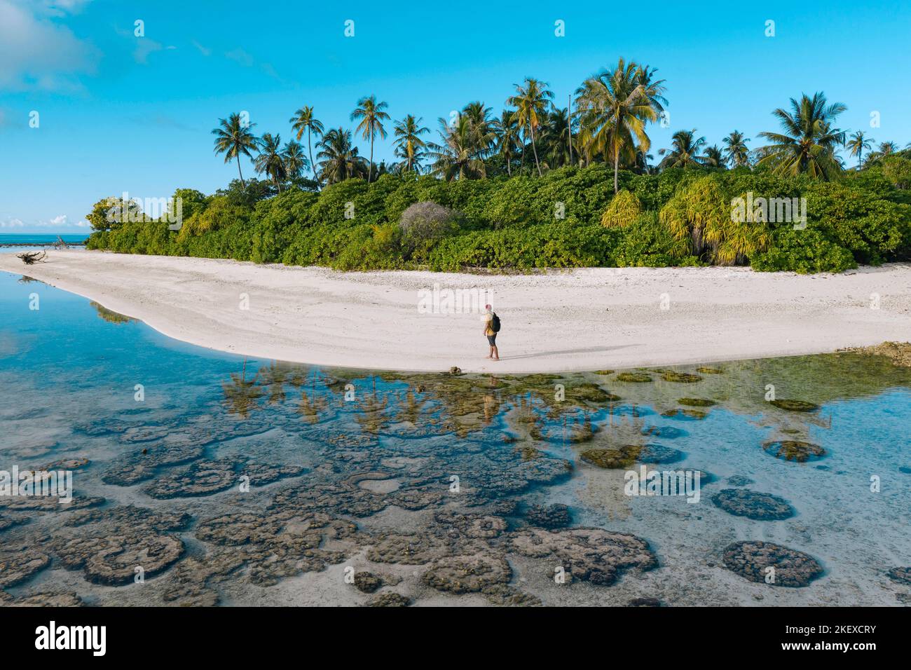 Aerial view of man standing at the beach Stock Photo - Alamy