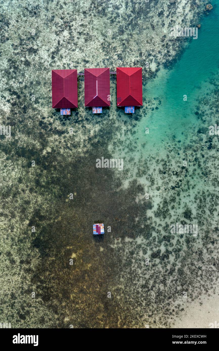 Aerial view of house on piles, Banyak island, Indonesia Stock Photo - Alamy